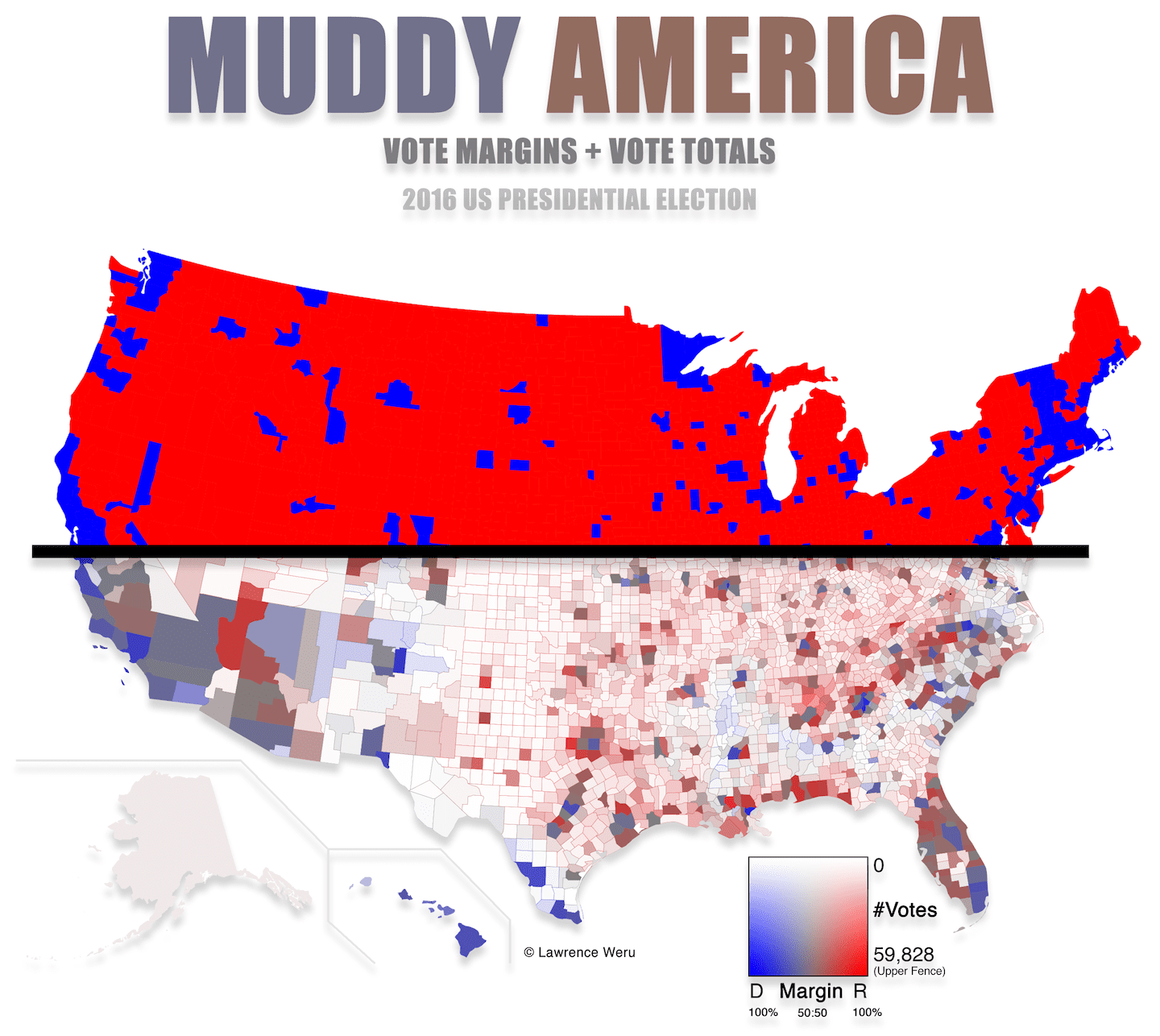 Muddy America : Color Balancing The US Election Map - Infographic